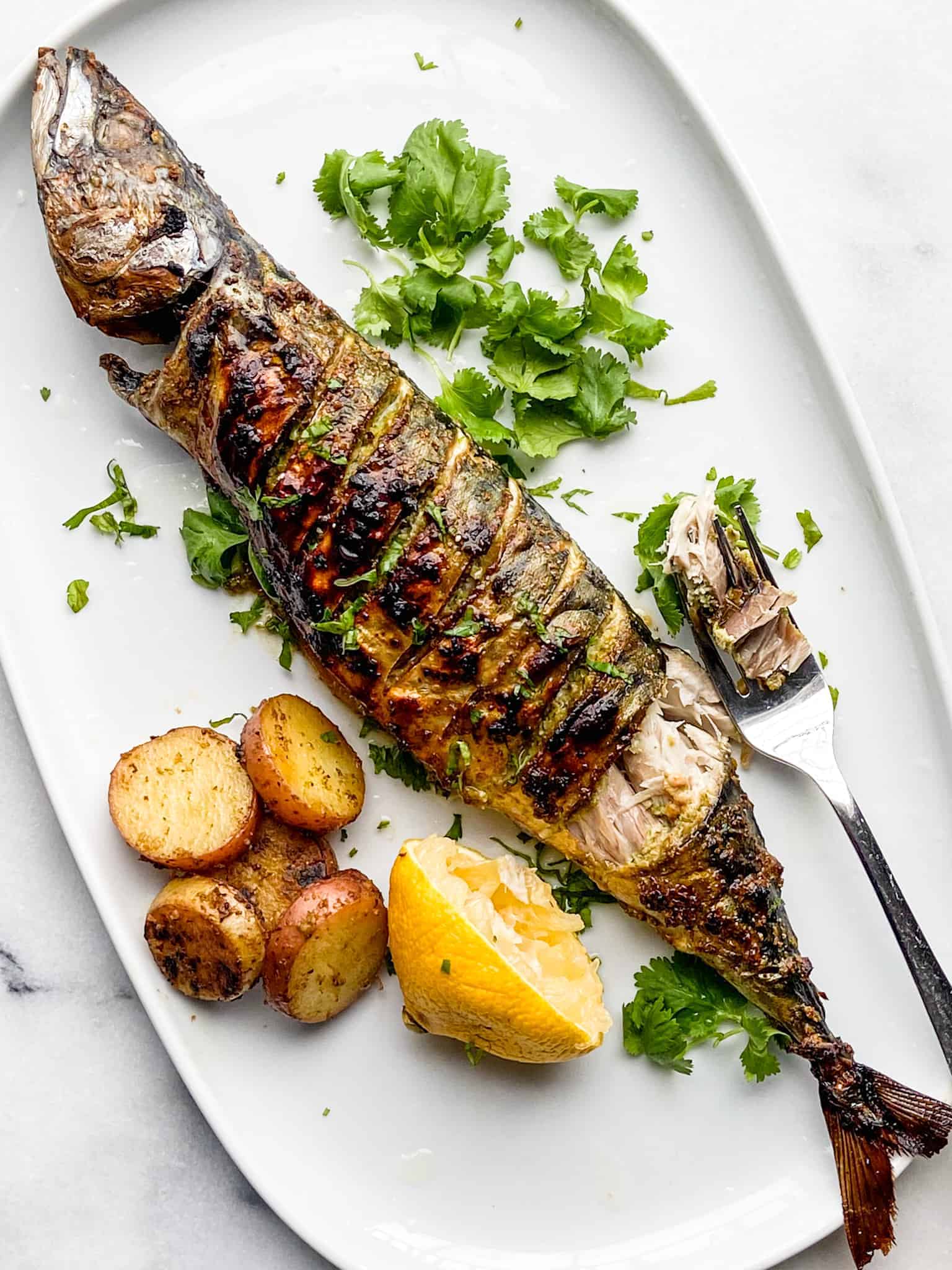 Oven Roasted Mackerel with Cilantro and Garlic - Feast with Safiya
