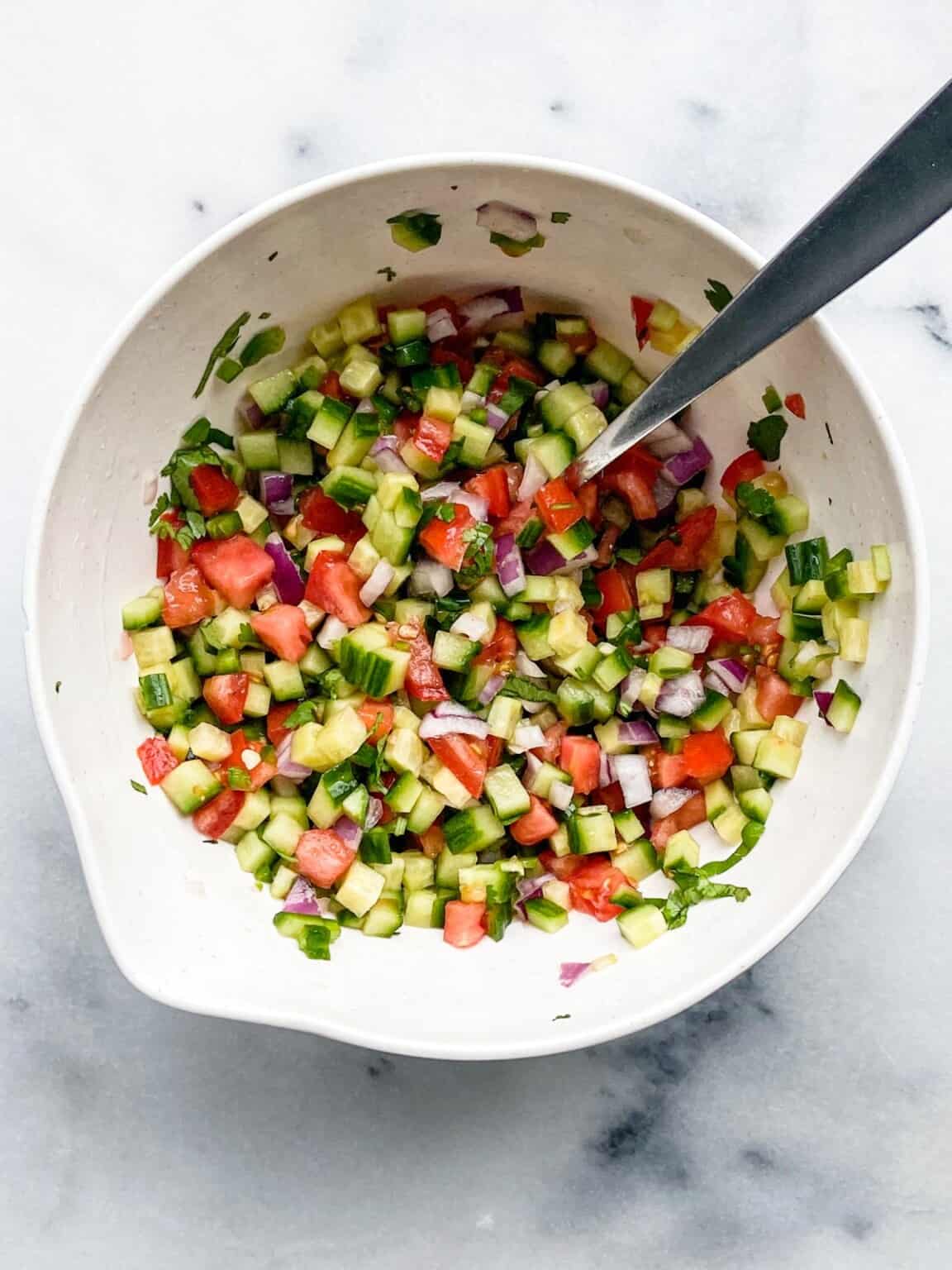 Kachumber Salad-Cucumber Tomato Salad Recipe - Feast with Safiya