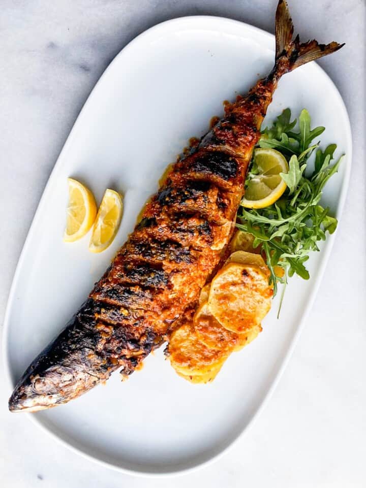 Oven Baked Mackerel with Red Pepper, Garlic and Potatoes - Feast with ...